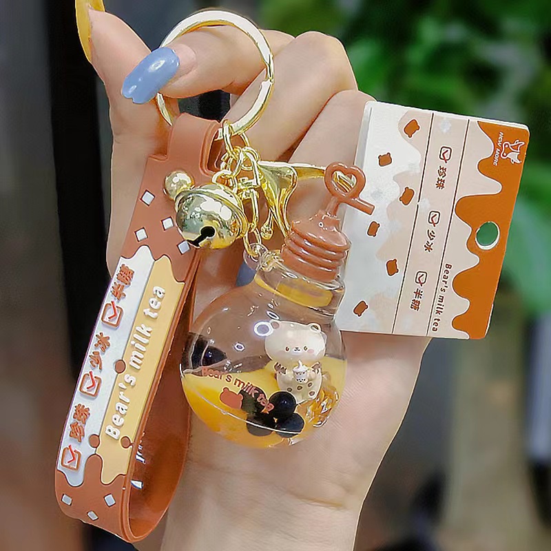 Cartoon Keychain Cute Girl Heart Floating Doll Keychain Creative Water ...