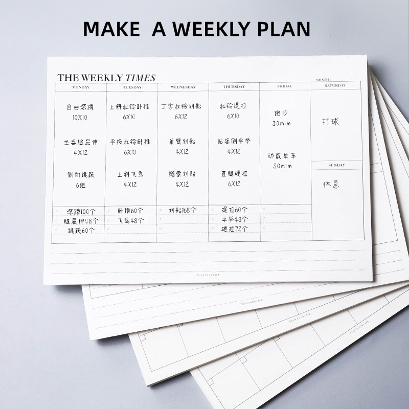Monthly/Weekly plan Tear-off notes Planner Notebook Sticky Note College ...