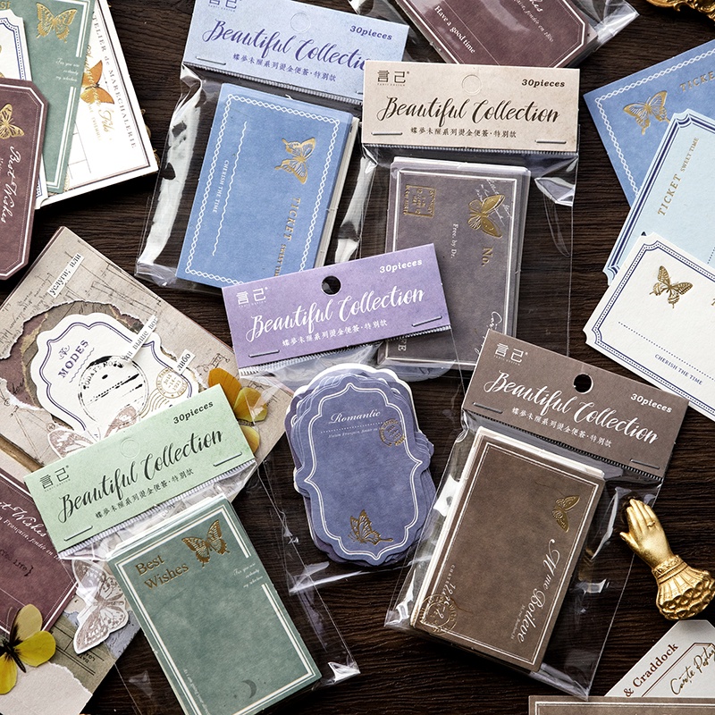 ENWEI 30 Pcs [Poetry And Butterfly Series] Vintage Journal Sticky Notes ...