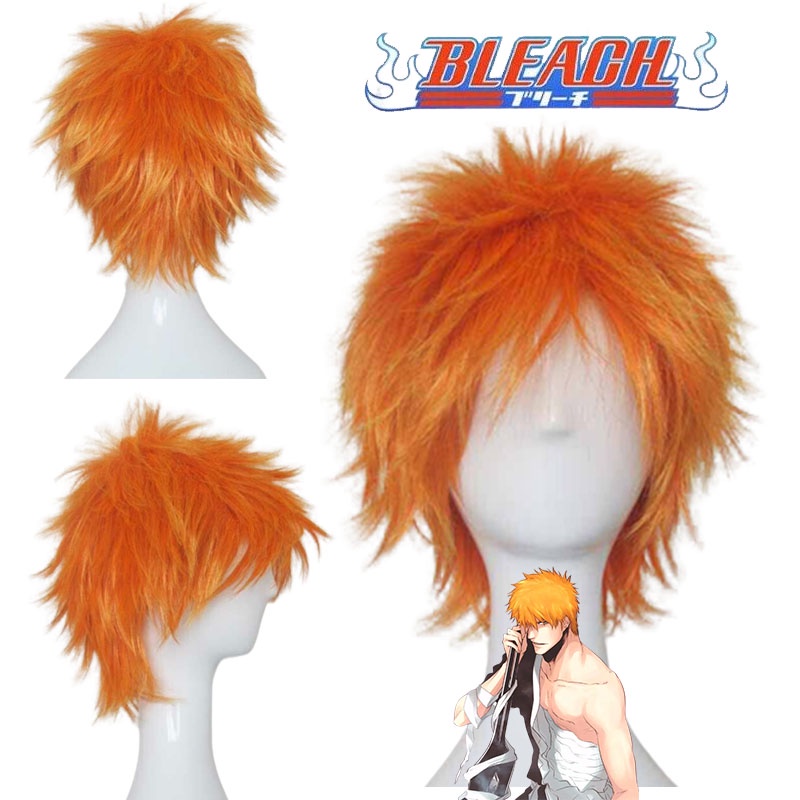 BLEACH Kurosaki Ichigo Pain Short Fluffy Cosplay Wigs for Man Boys Heat ...