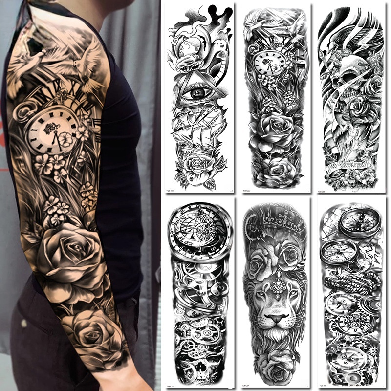 Large Temporary Tattoo Jesus Virgin Crown Lion Waterproof Tattoo ...