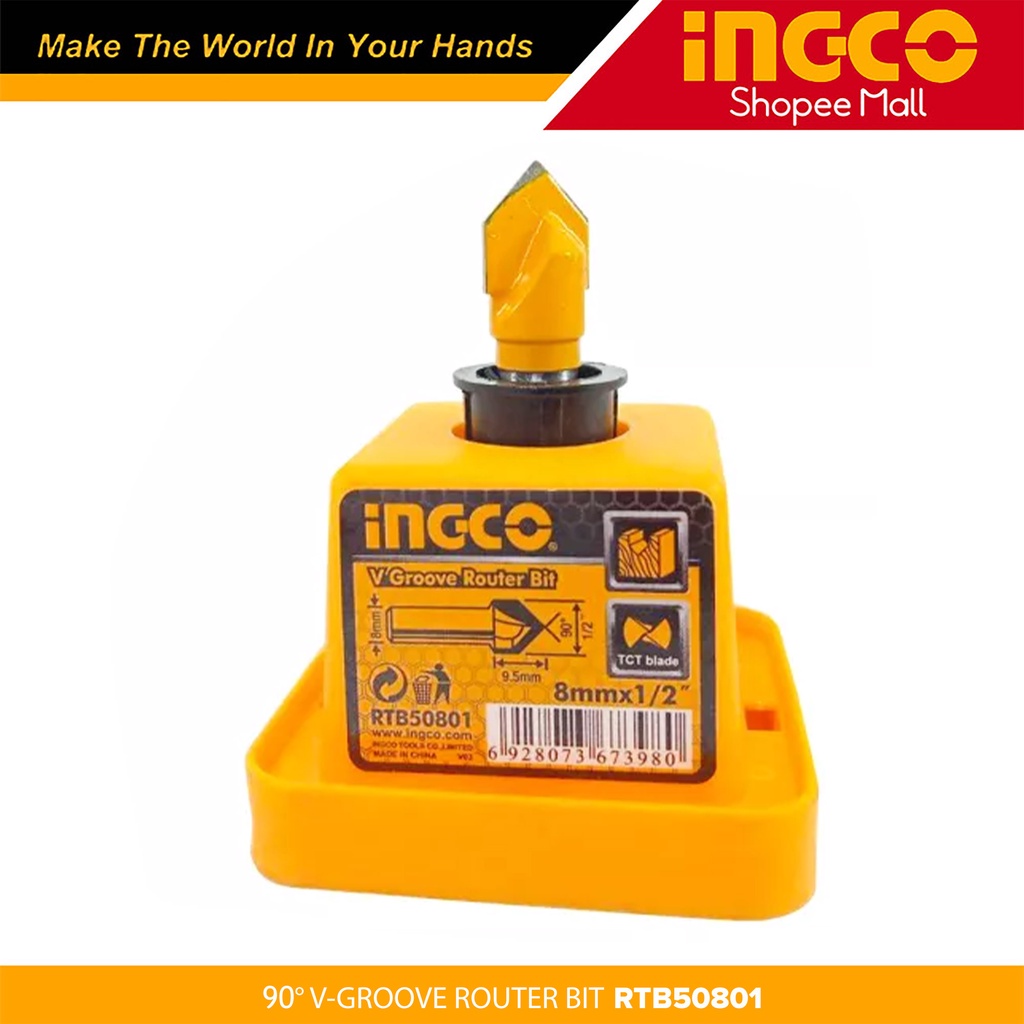 Ingco RTB50801 90° V-Groove Router Bit TCT Blade 8mmx1/2" _H | Shopee ...