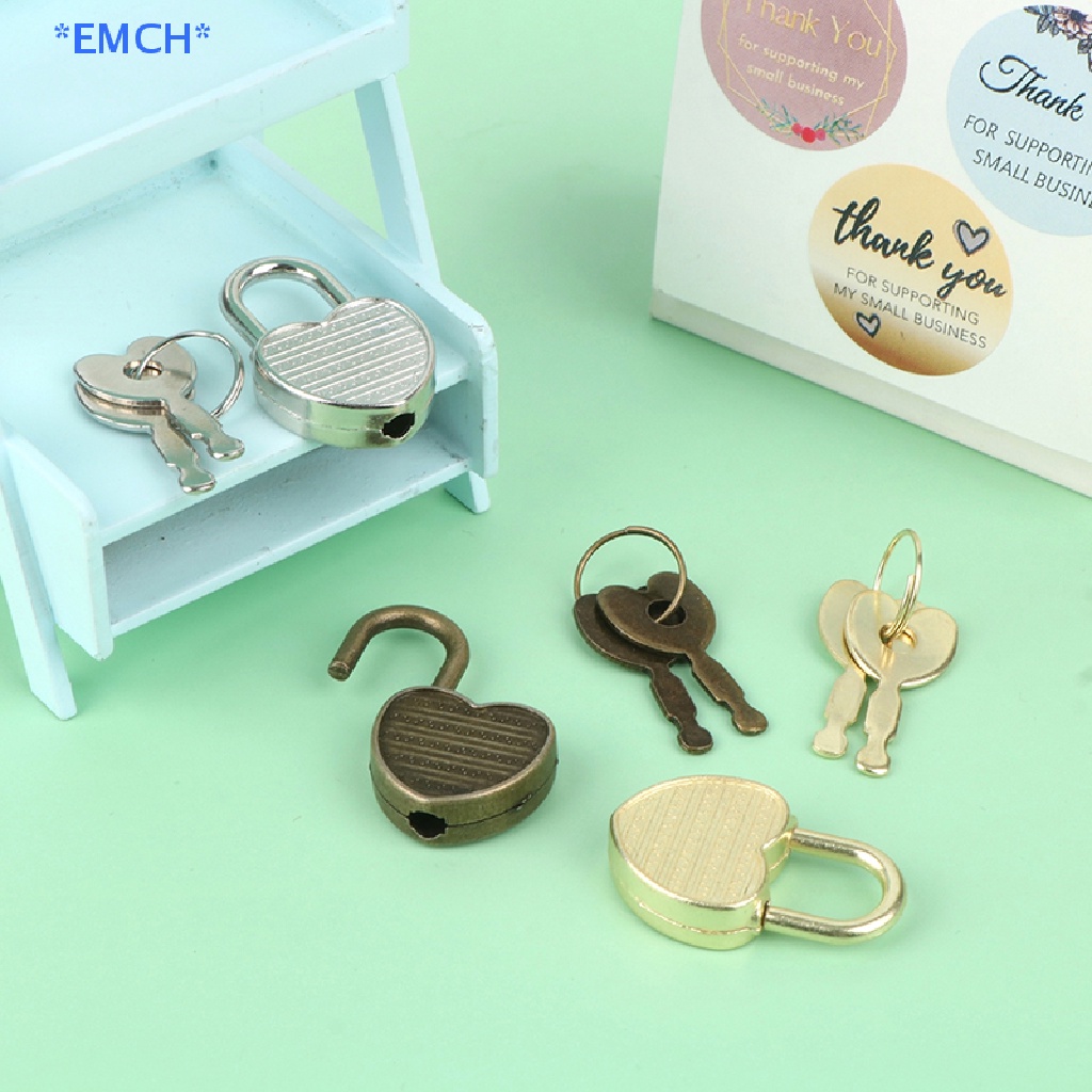 EMCH> 1Set Heart Shape Padlock Luggage Hardware Lock W/Lock For Diary ...