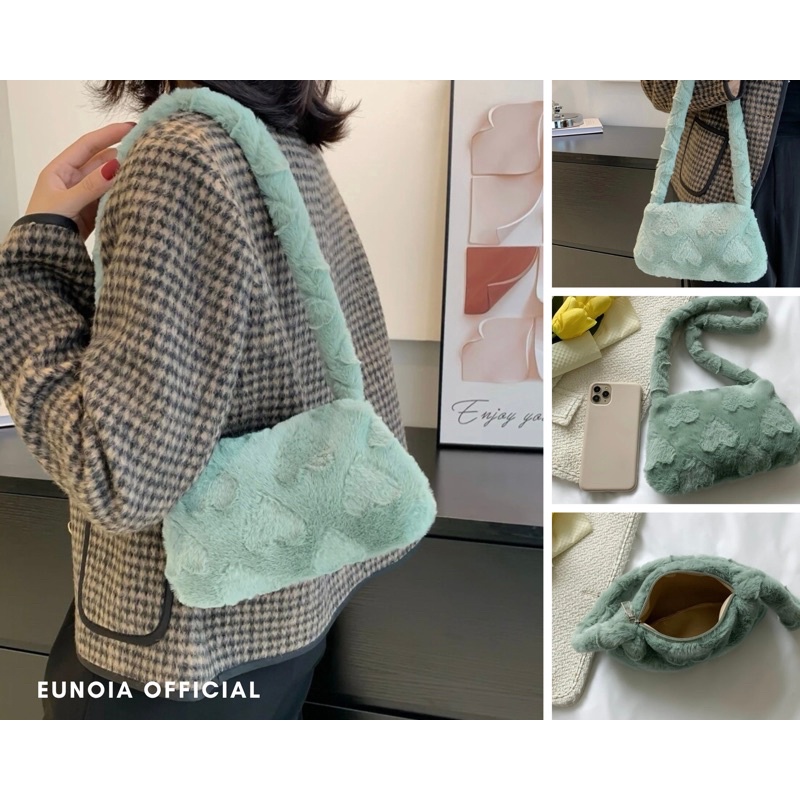 Shoulder Bag Mini Soft Fluffy Heart Pattern (B0995) | Shopee Philippines