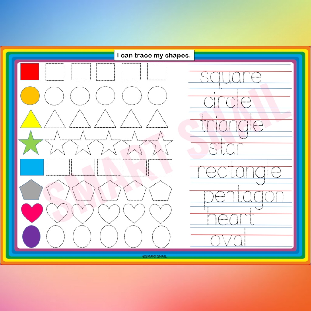 Laminated Tracing Shapes +FREE DRY ERASE MARKER | Shopee Philippines