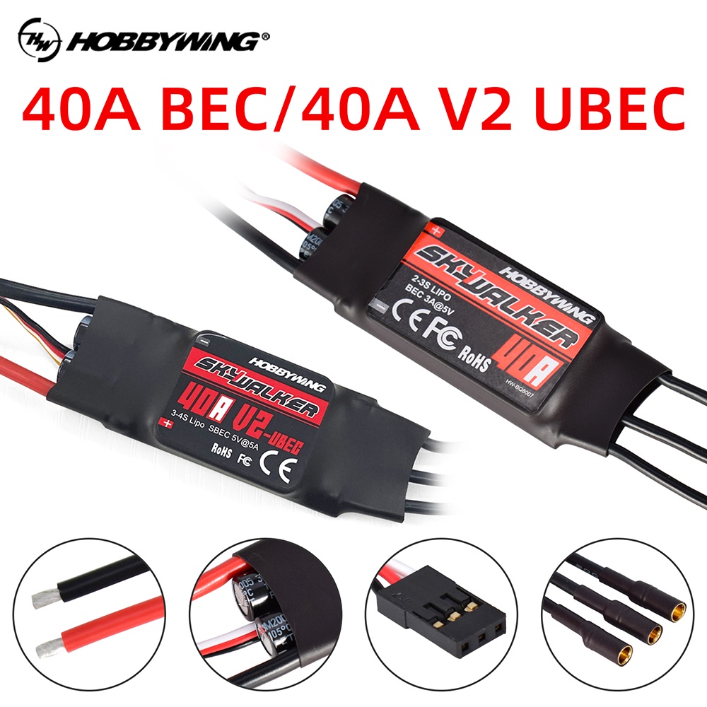 Hobbywing ESC 40A/40A V2 Drone ESC 2-4S Brushless Skywalker Speed Controller With BEC/UBEC For ...