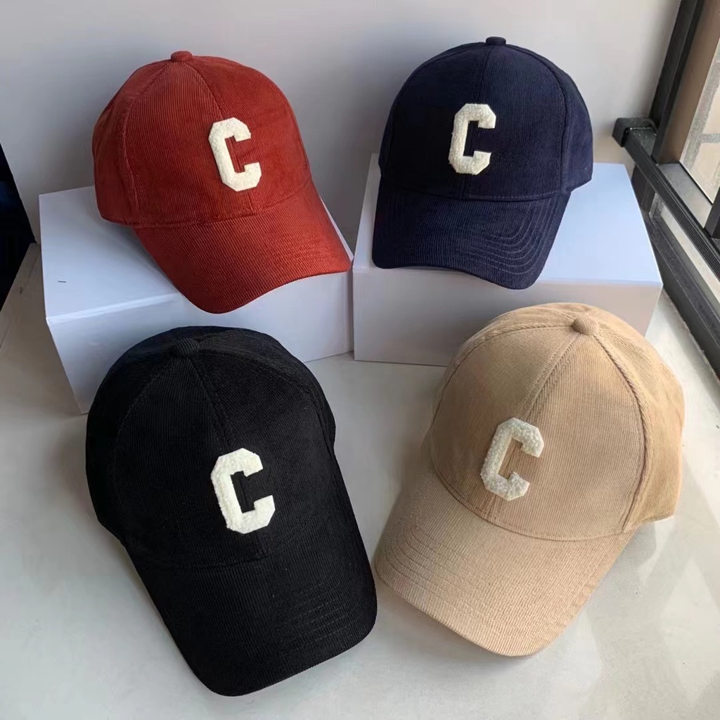 Corduroy Baseball Cap C Letter Male Hard Top Female Deepened Showing ...