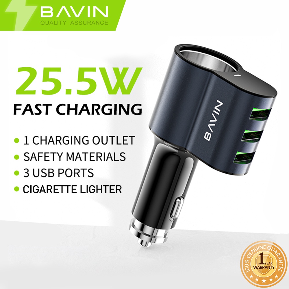 BAVIN CM11 5.1A Universal Quick Car Charger 3 USB Port Slots Fast ...