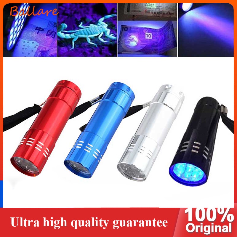[bel-COD] Waterproof 395nm Ultraviolet 9 LED Flashlight UV Light Torch for Money Detection Mini ...