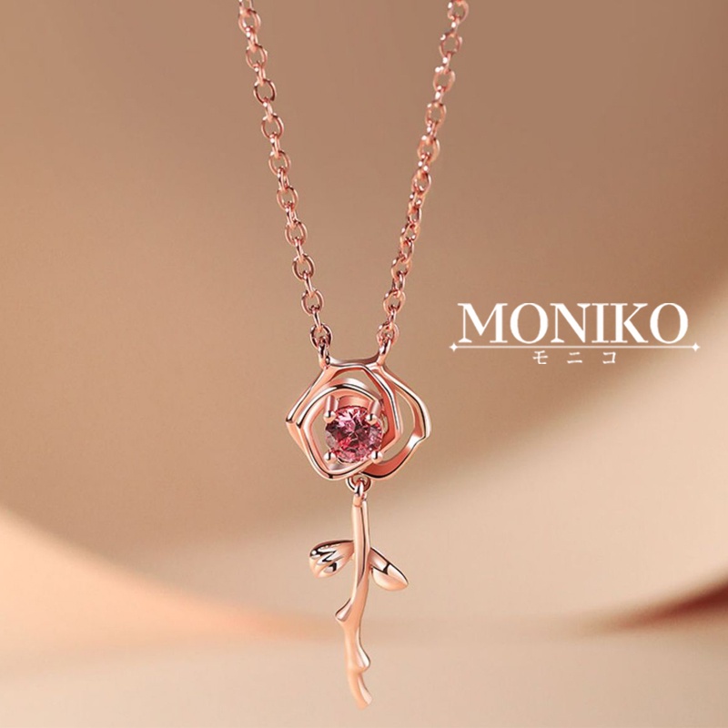 MONIKO Original Design 18k Gold Pink Rose Crystal Pendant Necklace ...