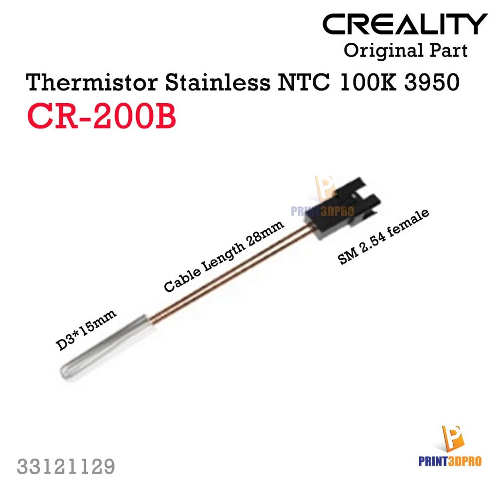 Creality Part CR-200B Thermistor Stainless NTC 100K 3950 Length 28mm SM ...
