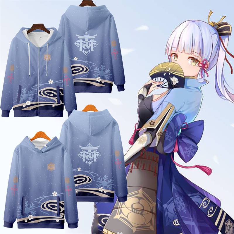 TOP Anime Genshin Impact Jacket Long Sleeve Zip-up Tops Hooded Casual ...