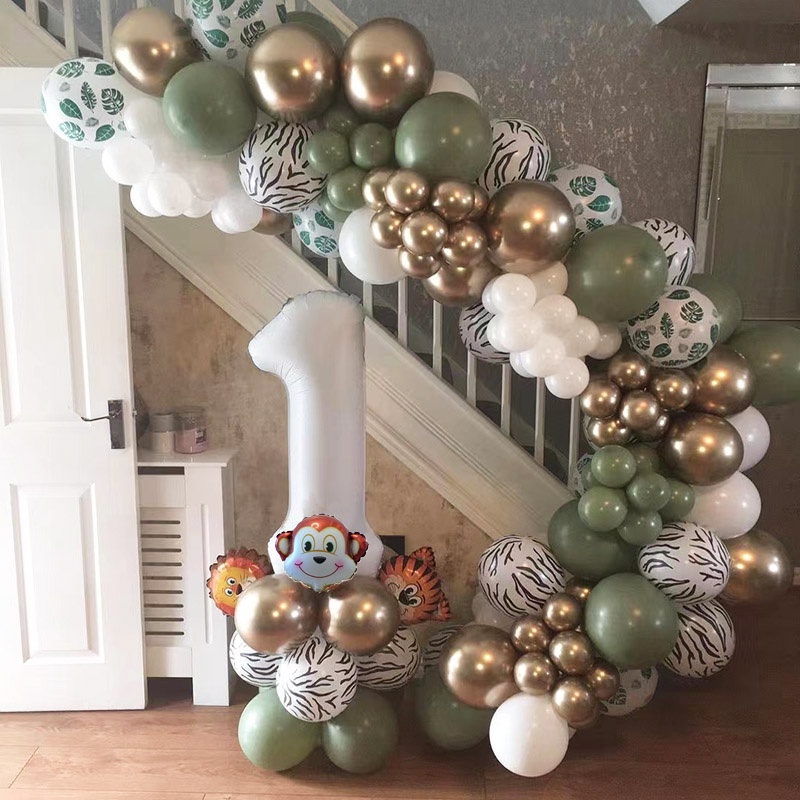 111pcs Jungle Safari Animal Theme Party Balloon Garland Kit 40inch ...