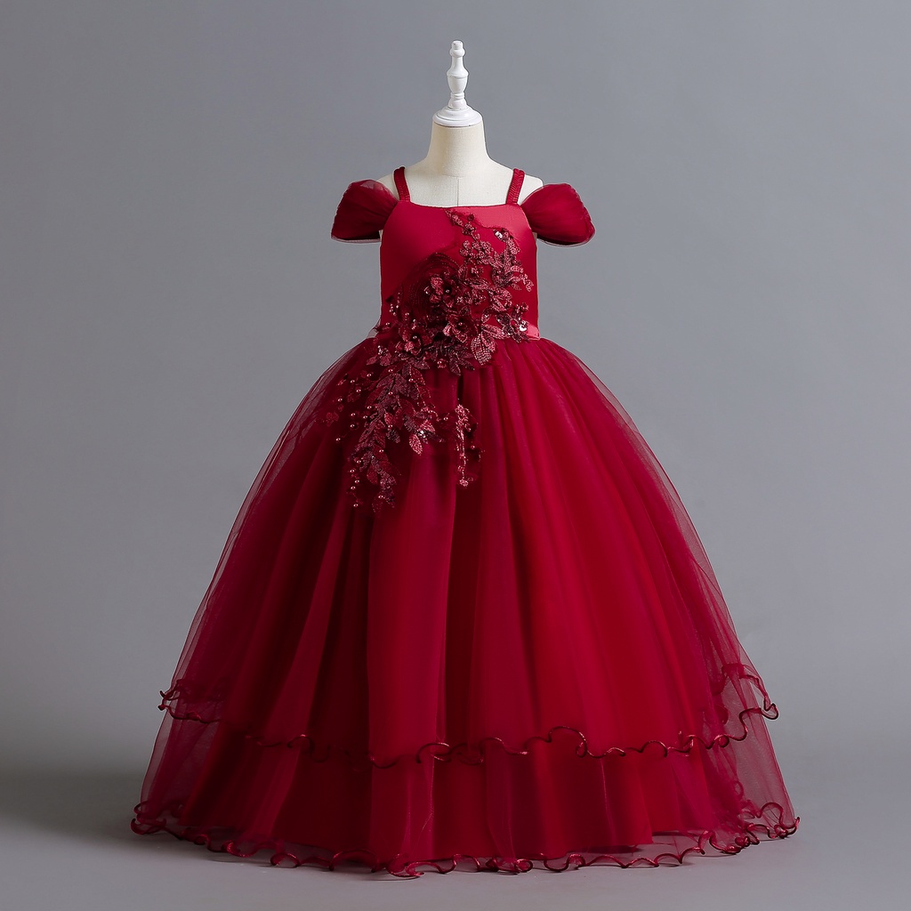 6-14 Years Big Girls Summer Sling Embroidery Elegant Tutu Dress ...