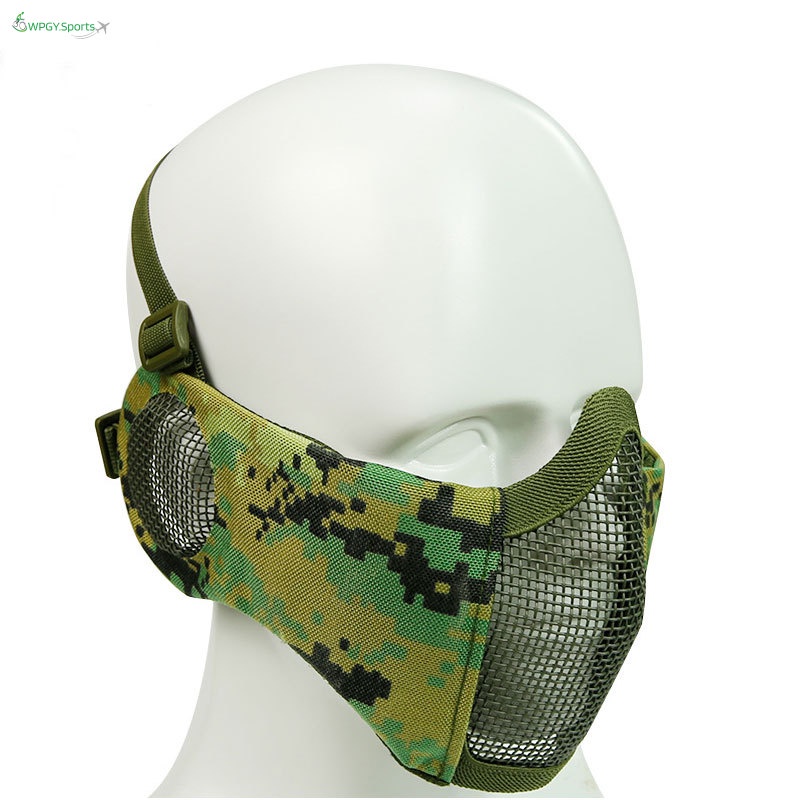 Tactic Airsoft Mask Half Lower Face Metal Steel Net Ear Protection ...
