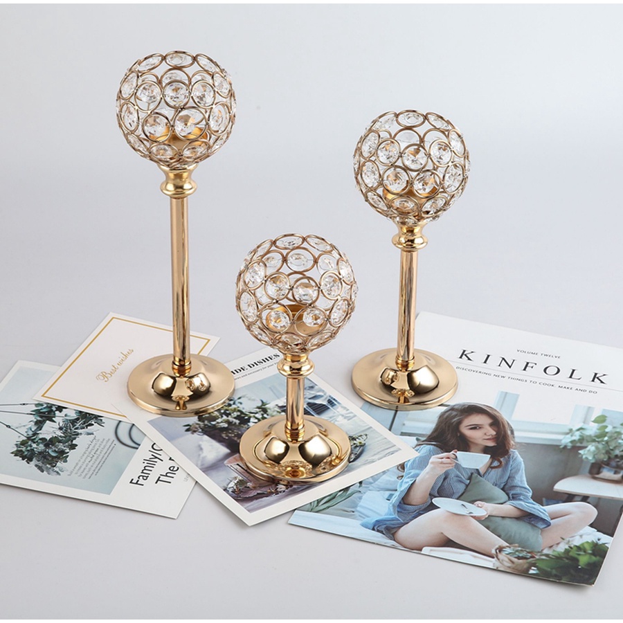 Golden Crystal Candelabra Tea Light Stand Candelabra Candlestick ...