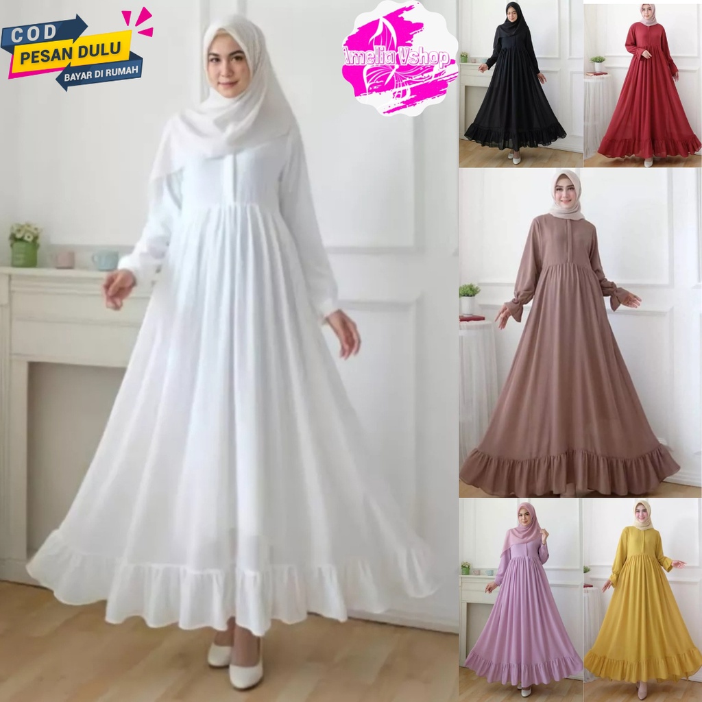 Busui Frendly Plain Gamis Front Zipper Muslim Women's Fashion Jumbo ...