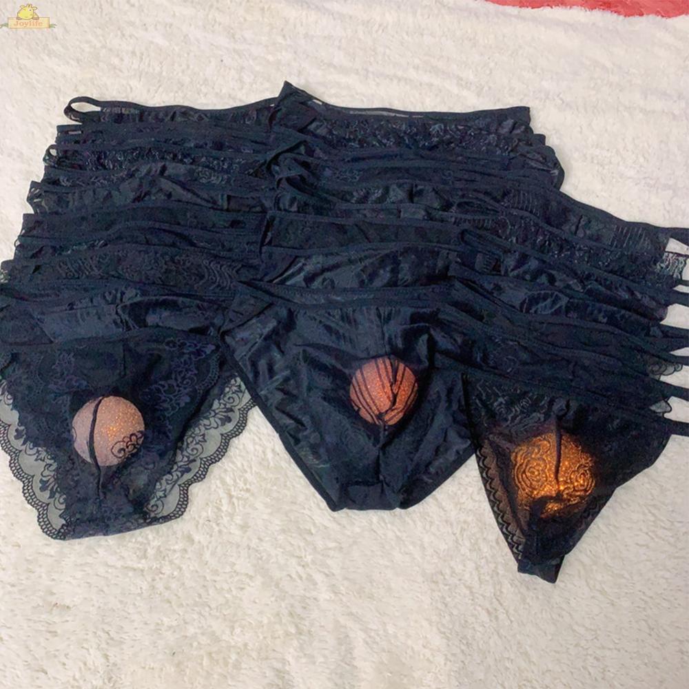 Men Sissy Sheer Lace Panties Pouch Briefs G-string Thongs Underwear ...