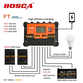 BOSCA PWM Solar Charge Controller 12V/24V/48V For Solar Off-Grid System 10A/20A/30A/40A/50A/60A ...