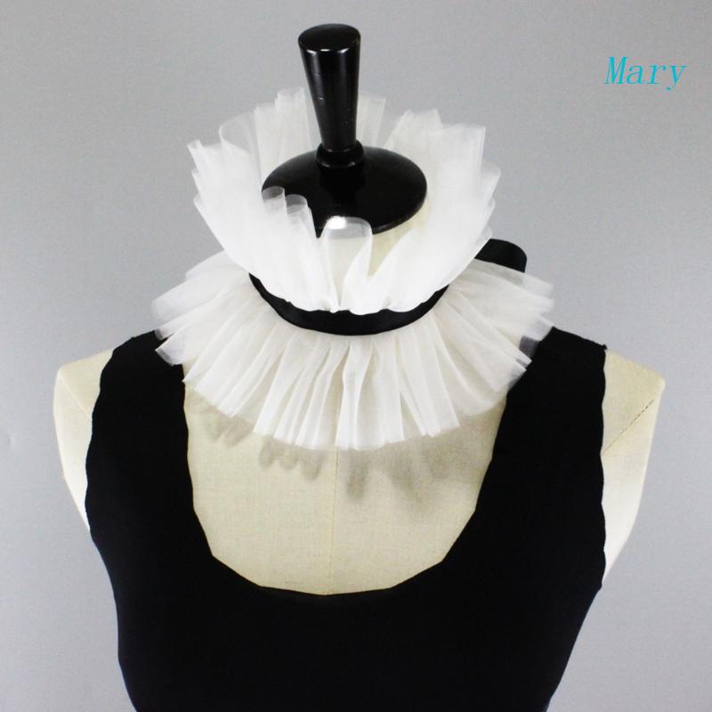 Mary Women Victorian Vintage Mesh Ruffled Stand False Fake Collar Lace ...