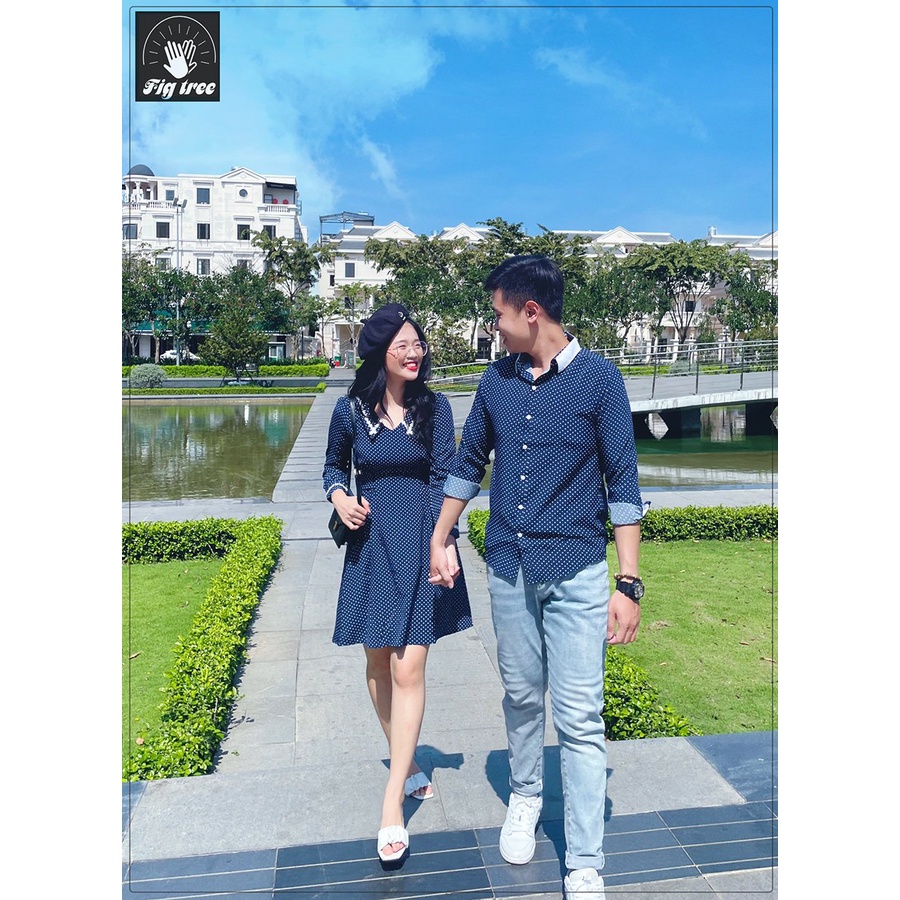 Fig TREE blue polka dot couple dress MS 162 party fashion (full size ...