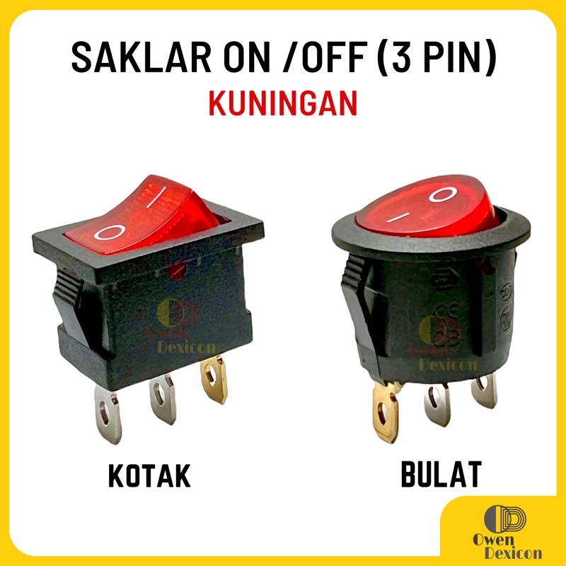 Mini 3-Pin 3-foot Light Box Round Switch/Small Round Rocker Brass On ...