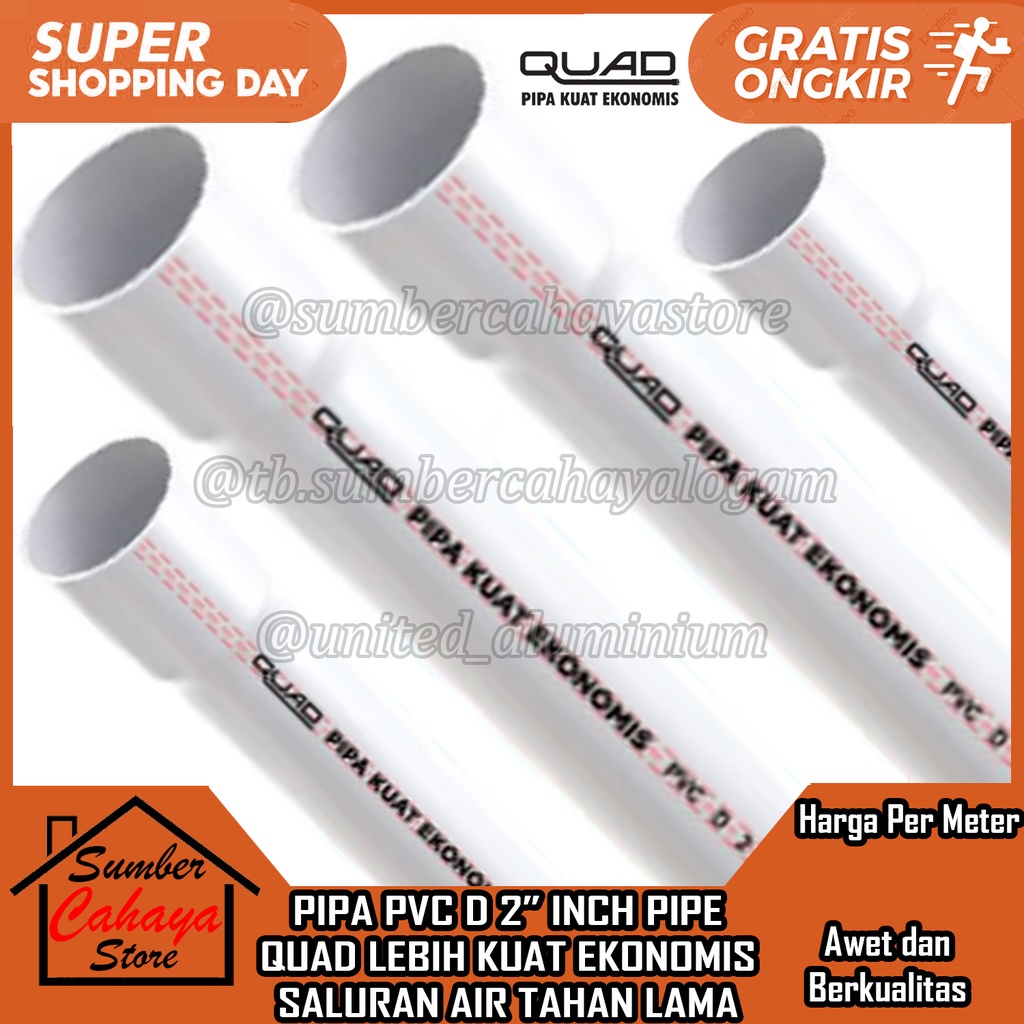 PVC QUAD PIPE D 2" INCH ECONOMIC STRONG PIPE LONG LASTING WATER Drain ...