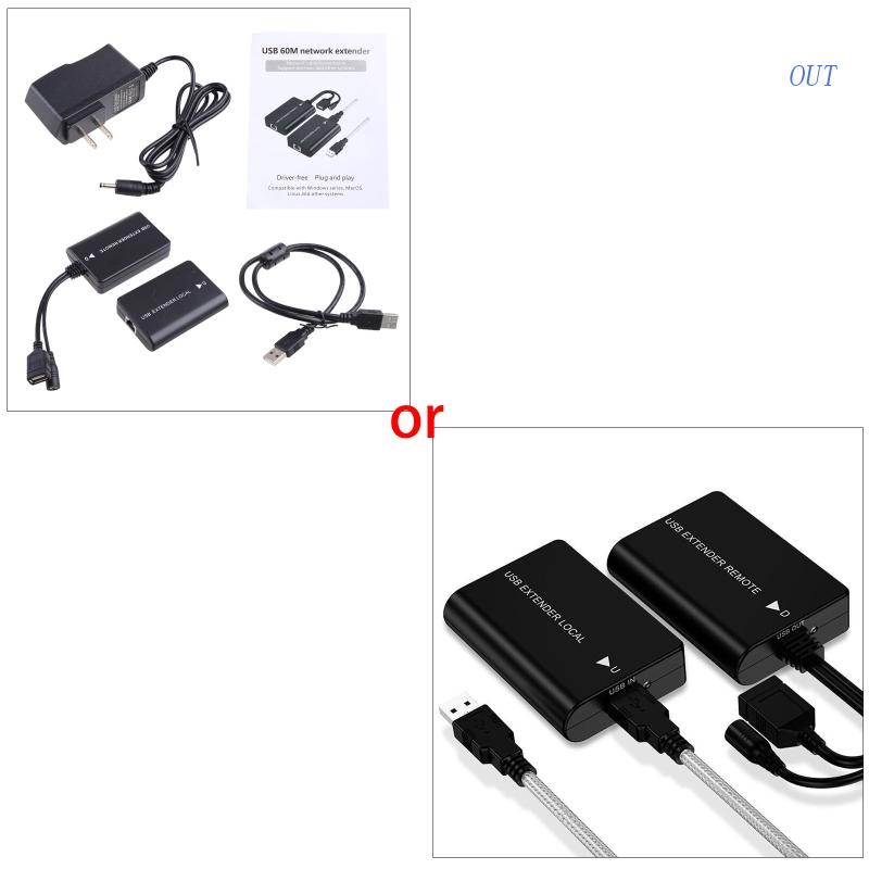 OUT USB Extender RJ45 with Power Supply Active USB Extension Cord to ...