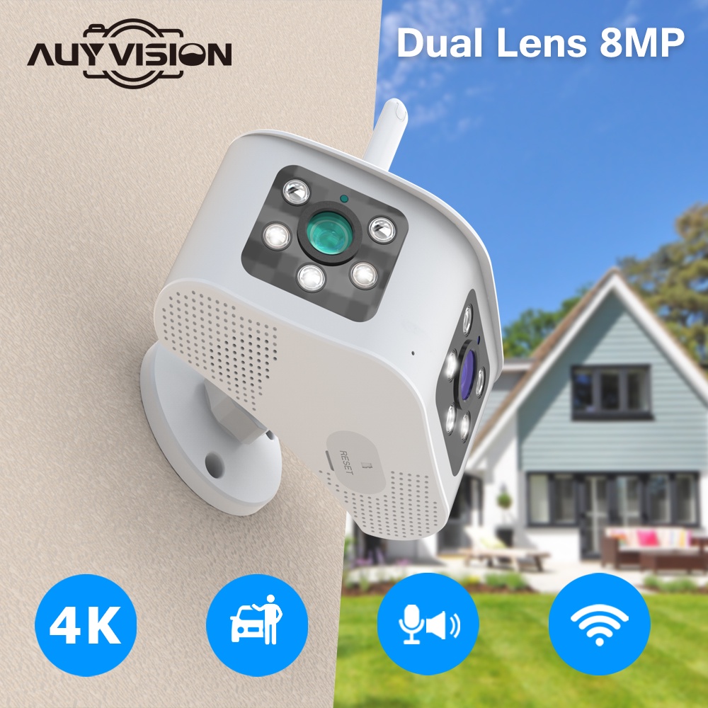 Full HD 4K 8MP WIFI Dual Lens Panoramic Fixed Camera 180° Wide Viewing ...