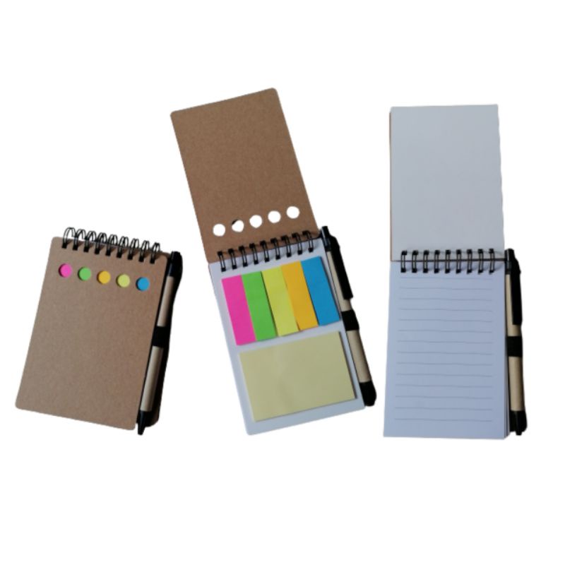 A6 Top Spiral Mini Notebook with sticky note and pen. | Shopee Philippines