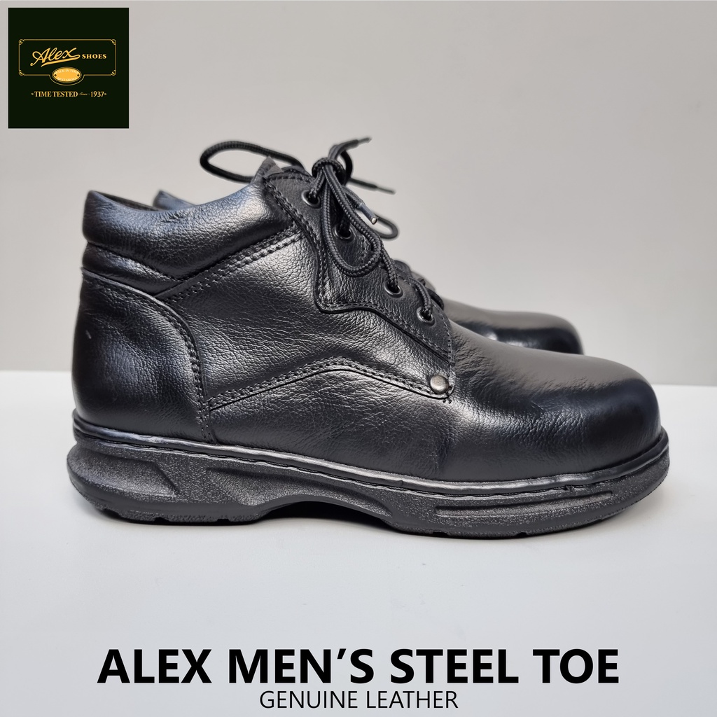 ALEX SHOES BLACK STEEL TOE MEN'S SAFETY SHOES | Shopee Philippines