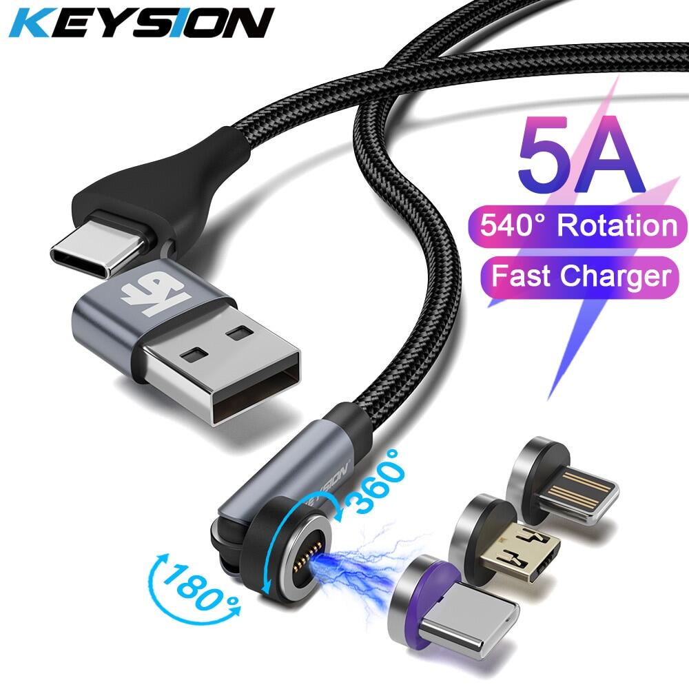 KEYSION 540 Degree Rotate 5A Magnetic Cable Fast Charging Mobile Phone ...
