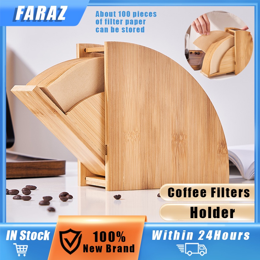 Wood Hand Drip Coffee Filter paper Holder Storage Dustproof For V60 ...