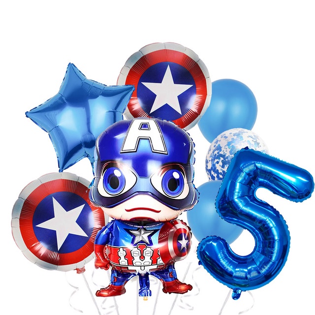 9pcs Set Captain America Party Decorations Foil Balloon 32inch Number ...