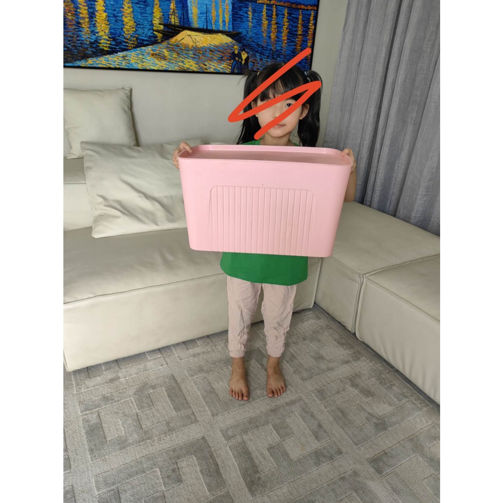 Household PINK storage box stackable thickened large-capacity toy ...