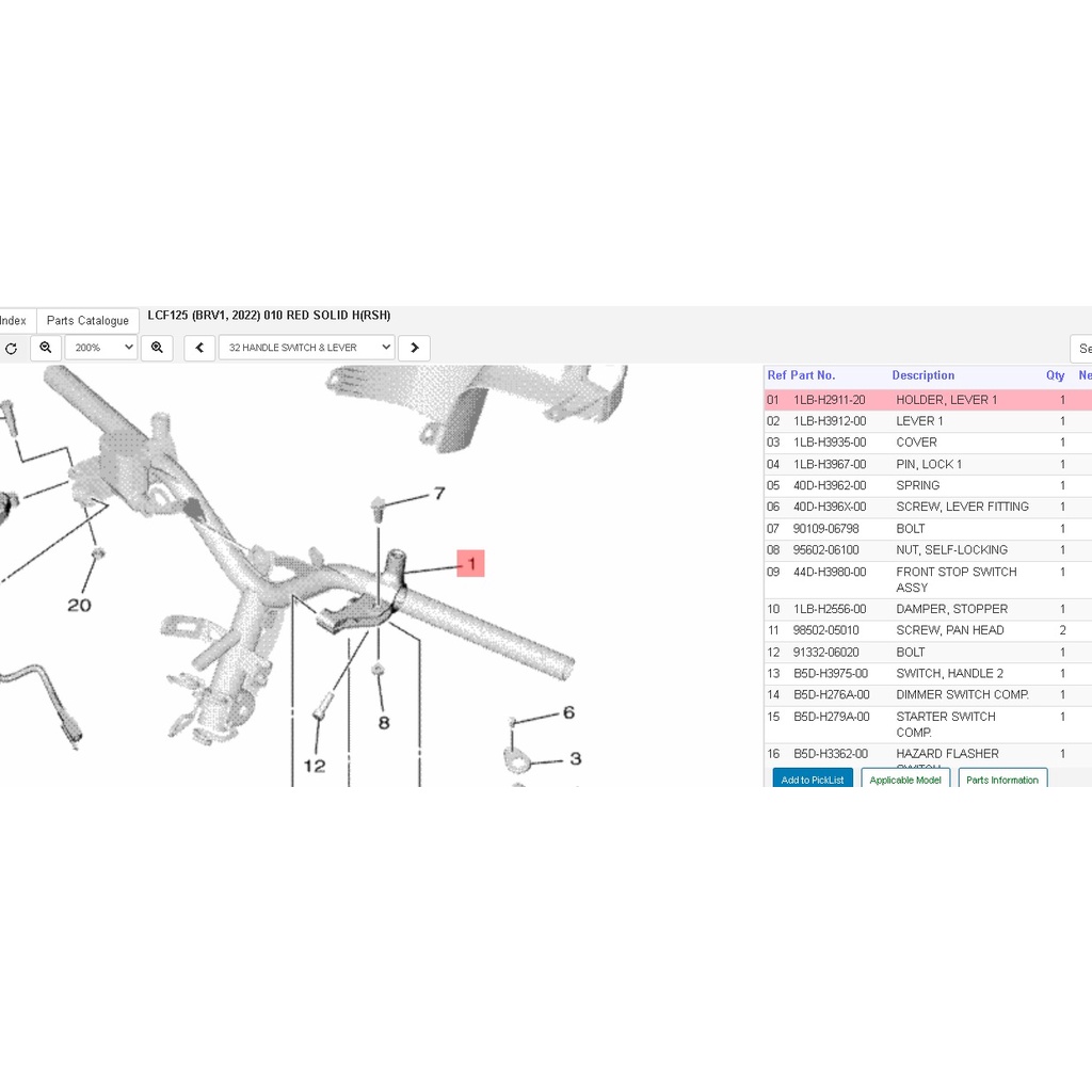 Yamaha Fazzio Holder Lever 1 Left Side Bracket Holder 100% Yamaha ...