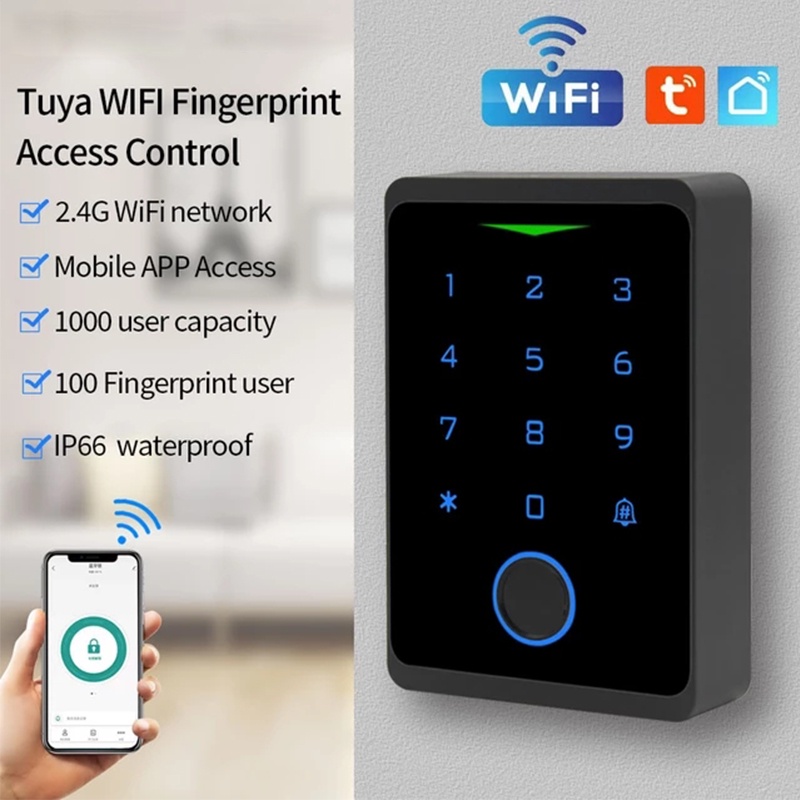2.4G Wifi Tuya App Backlit Fingerprint Access Control Keypad IP66 ...