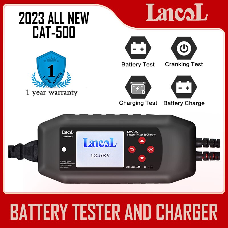 Lancol CAT-500 12V Battery Tester 8A Battery Charger Maintainer Fully ...