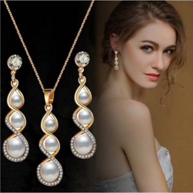 Romantic Crystal Drop Necklace Earring Jewelry Set Party Wedding Bride ...