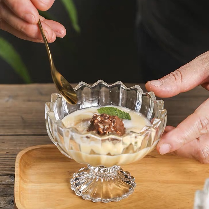 BQL026 ️ Delisoga Engraved transparent ice cream glass cup dessert bowl ...