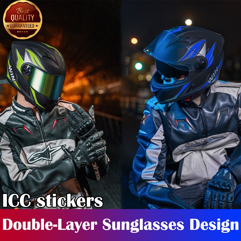 Motorcycle Helmet Full Face Double glass + anti-reflective design with ...