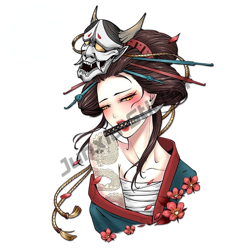 Creative Samurai Stickers for Japanese Female Samurai Car Stickers ...