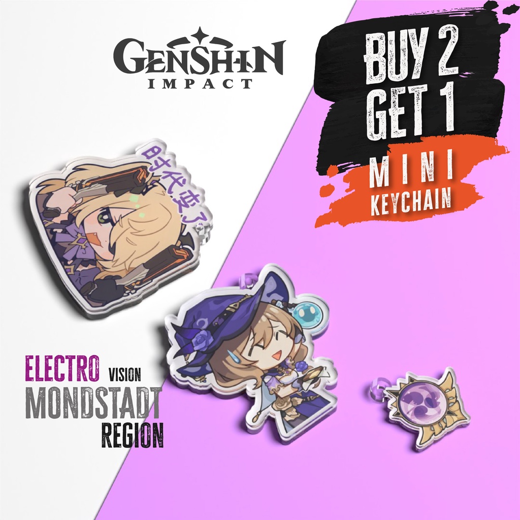 Burjois Keychain Genshin Impact Chara Electro | Mondstadt | Lisa Razor ...
