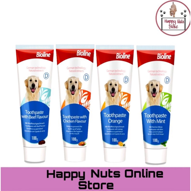 Bioline Toothpaste Mint, Chicken, Beef, Orange for Dogs 100g | Shopee ...