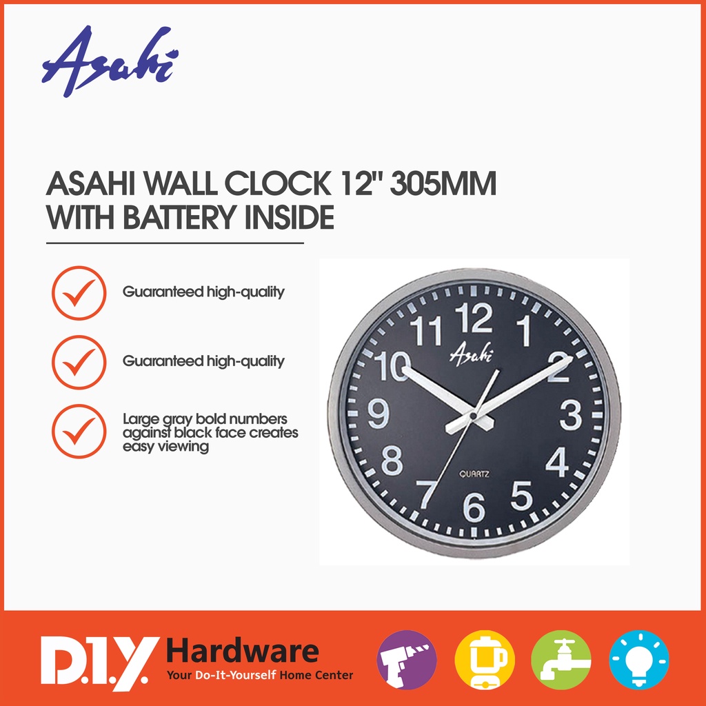 Asahi Wall Clock 12" 305mm With Battery Inside AD007027 | Shopee ...