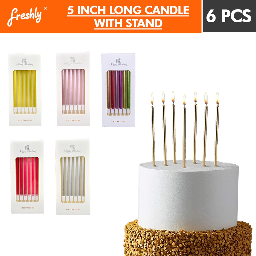 5 inch Long Birthday Candle with Stand 6 pcs | Shopee Philippines