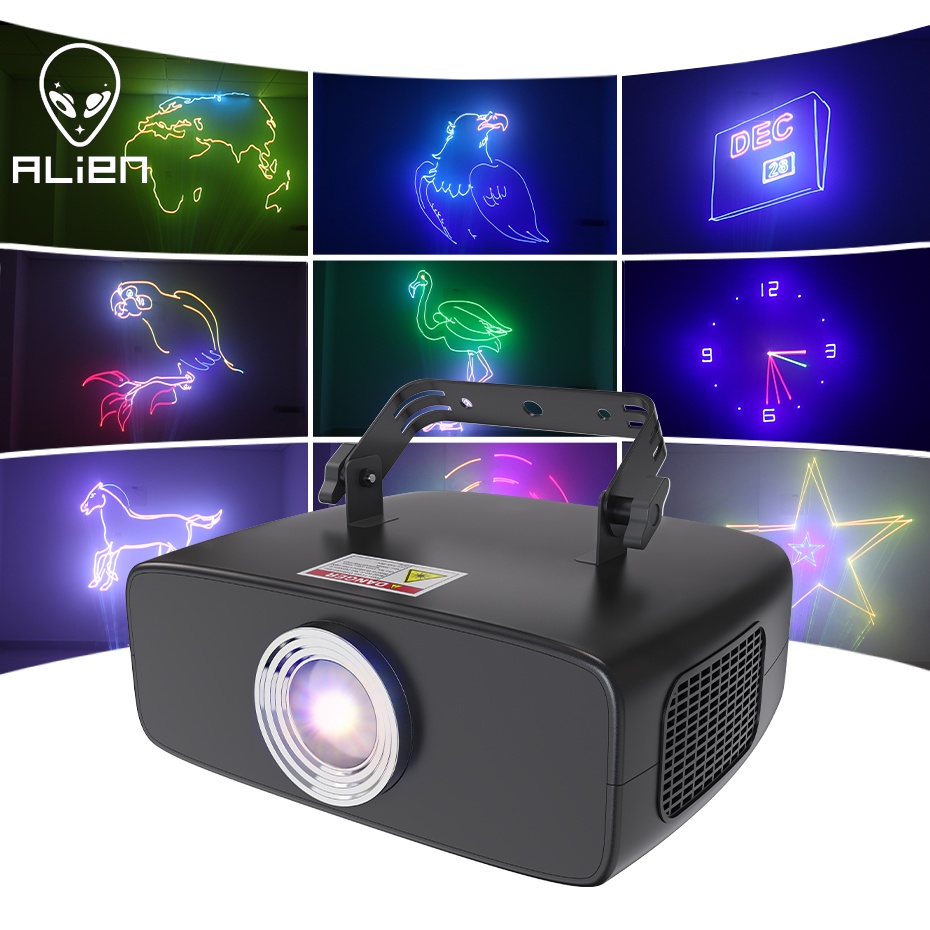 ALIEN 3W 4W RGB Animation Laser Projector Sound Active DJ Disco Stage ...