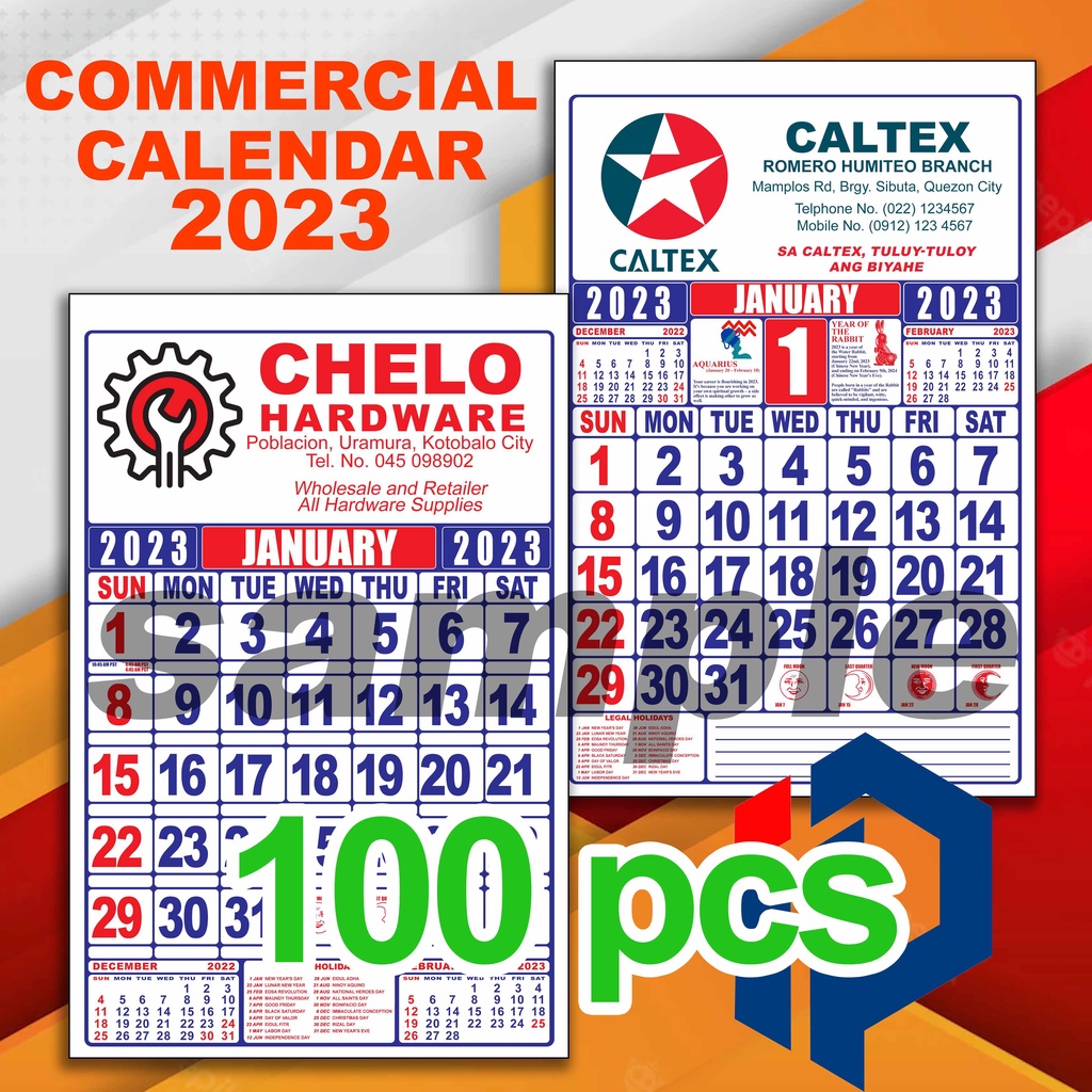 2024 COMMERCIAL CALENDAR 100 PCS or 50pcs | Shopee Philippines