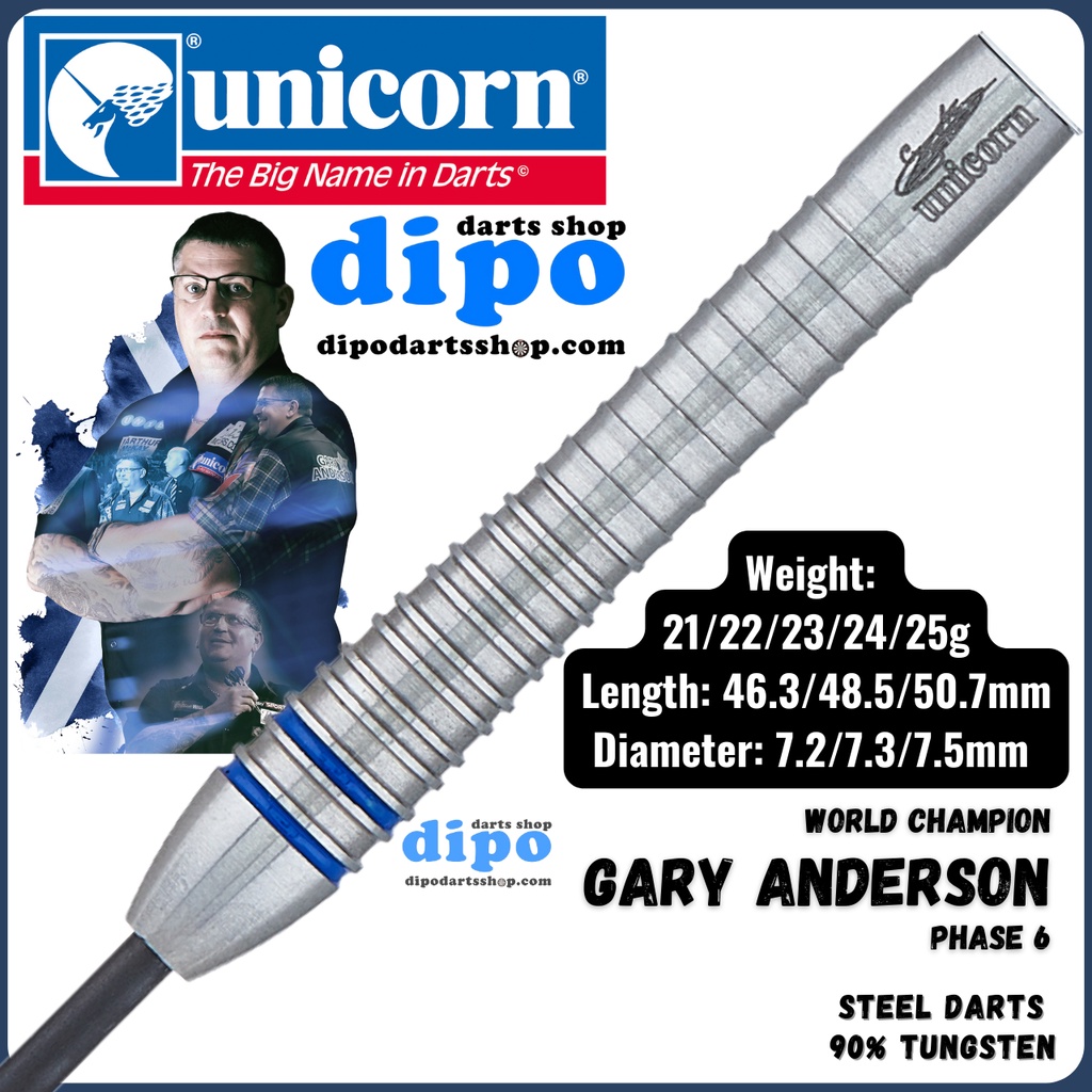 UNICORN Steel Darts - GARY ANDERSON Phase 6 (World Champion 90% ...