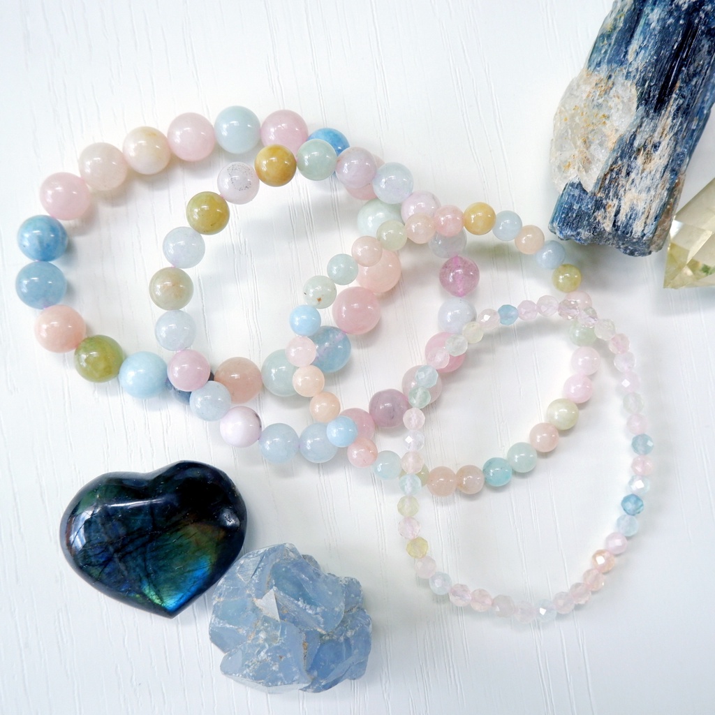 Morganite Beryl Bracelet | Mixed Beryl Crystal Bracelet | Crystal for ...